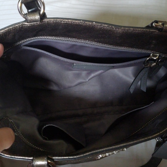 Bags | Metallic Silver Coach Purse | Poshmark